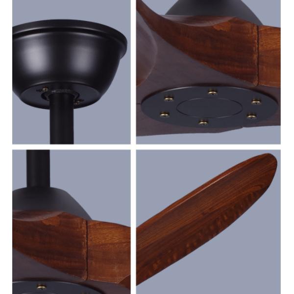 Quality Brown ECO Solid Wood Ceiling Fan 52in 3 Blade Wood Fan for sale