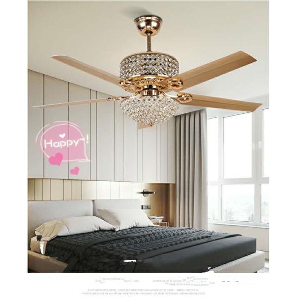 Quality Factory Modern Crystal Ceiling Fan With Light And Remote , 3 Light Ceiling Fan for sale