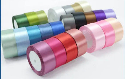 Quality Multicolor Personalised Satin Ribbon , Polyester Satin Ribbon For Gift Packaging for sale