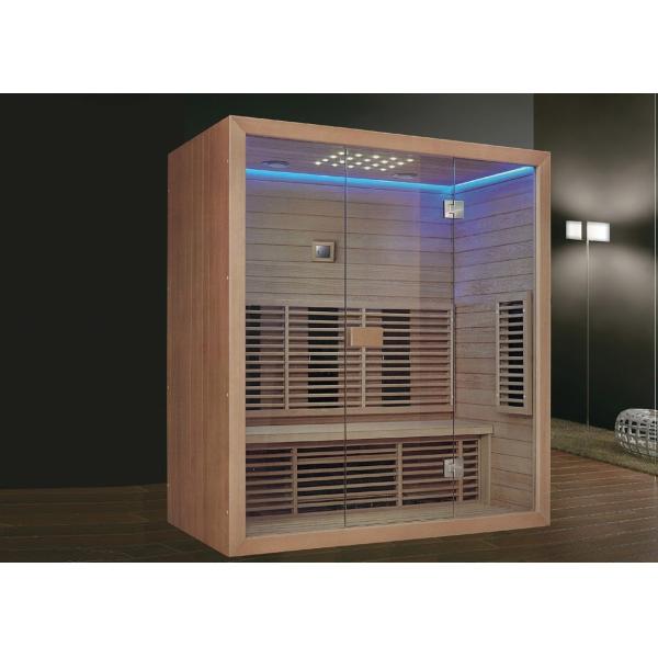 Quality 3 Person Infrared Bluetooth Music Sauna Room Supported With Bench Inside for sale