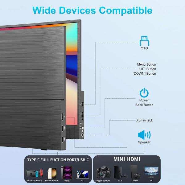 Quality UHD IPS 4K Usb C Tablet External Display Portable Monitor Screen 17.3 Inch for sale