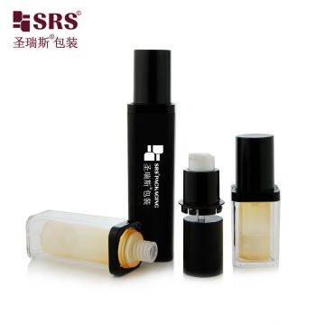 Quality Empty PET Replaceable Double Wall Square Shape Custom Color Facial Serum Airless for sale