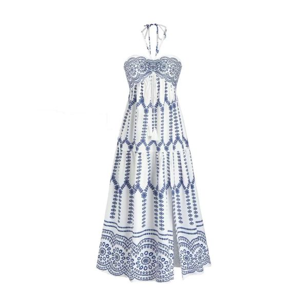 Quality Europe And America 2026 Vacation Style Summer Fashion Slit Sexy Printed Lace-Up Strapless Dress for sale