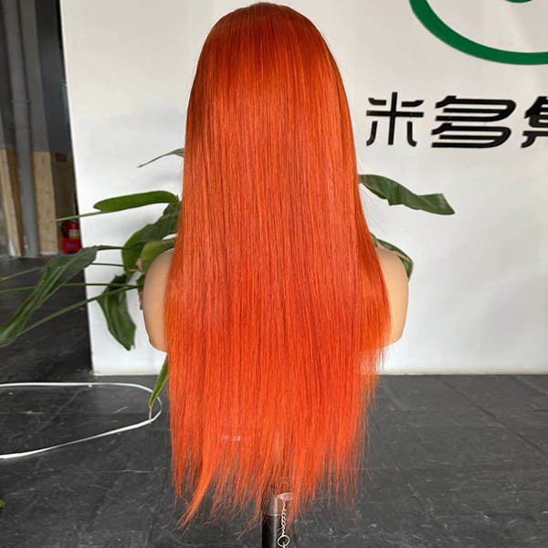 Quality Ginger Straight 13x4 Frontal Lace Wig Transparent 12A 300gram Customized for sale