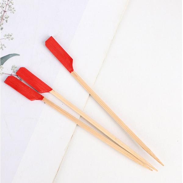 Quality Disposable Long Paddle Flat Bamboo Skewers Customized Color for sale