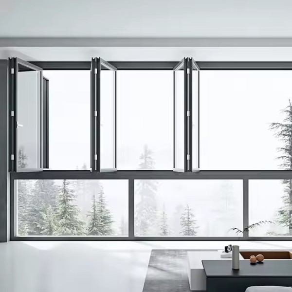 Quality Commercial Hurricane Proof Aluminum Folding Window with Customizable Glass Thickness and High Quality Hardware for sale