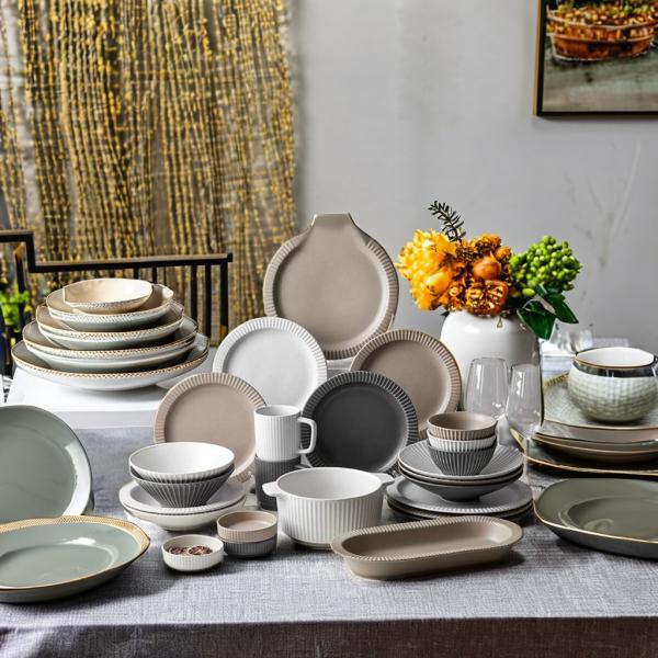 Quality Relief Pattern Disposable Matte Glaze Plates Nordic-Inspired Modern Ceramic for sale