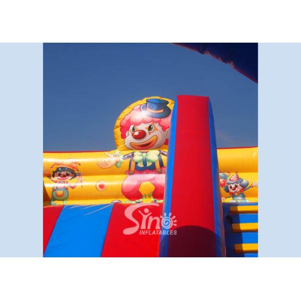 Quality Popular children happy clown inflatable slide with arch full digitally printed for sale