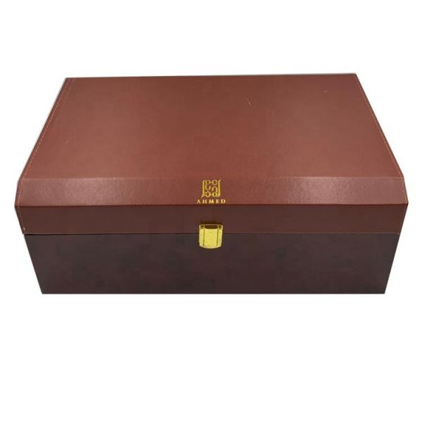 Quality New Design Half Leather Wooden Perfume Gift Box Arabic Market for sale