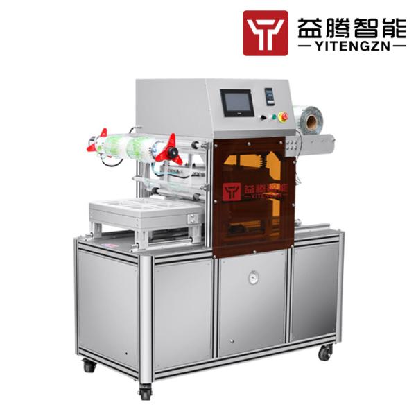 Quality 4KW Continuous Automatic Vacuum Food Tray Sealer Machine In MAP Plastic Tray for sale