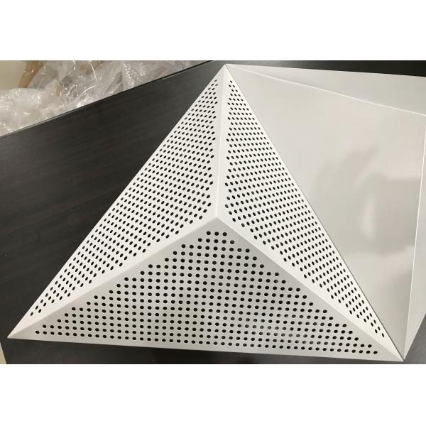 Quality Powder Coat Pearl White Commercial Ceiling Tiles , 3D Triangle Clip Floating for sale