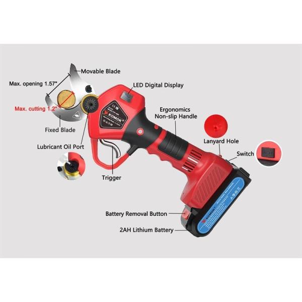 Quality KOMOK 21V Battery Power Shears , Electric Garden Scissors For Precision Trimming for sale