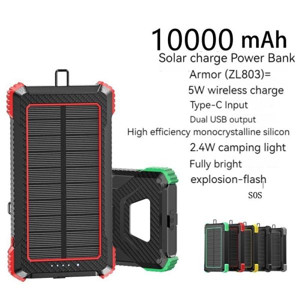 Quality Wireless Output 5W Solar Power Bank 2.1A Output 10000mAh for iPhone 15 Outdoor for sale