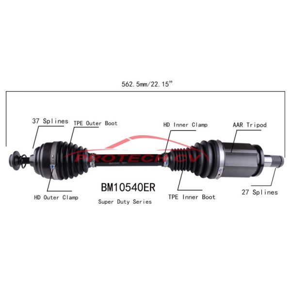 Quality Cold Forging Grinding CV Axle Assembly BM10540ER EXTREME Weather Unit for sale