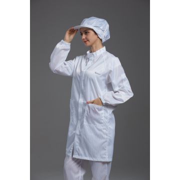 Quality Anti Static ESD Labcoat Garment Resuable Class1000 straight open stand collar for sale