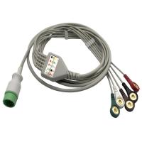 Quality Zoncare Hwatime 2.6mm 6pin 5 Lead ECG Cable With Leadwires Snap for sale