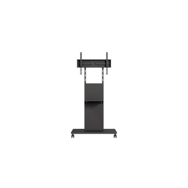 Quality Adjustable Steel Black Mobile Portable TV Rack With Wheel Television Cart For for sale