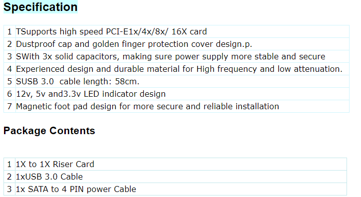 PCI-E Riser Card technical diagram