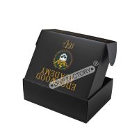 Quality Elegant Black Custom Cardboard Shipping Boxes With Gold Foil Logo for sale