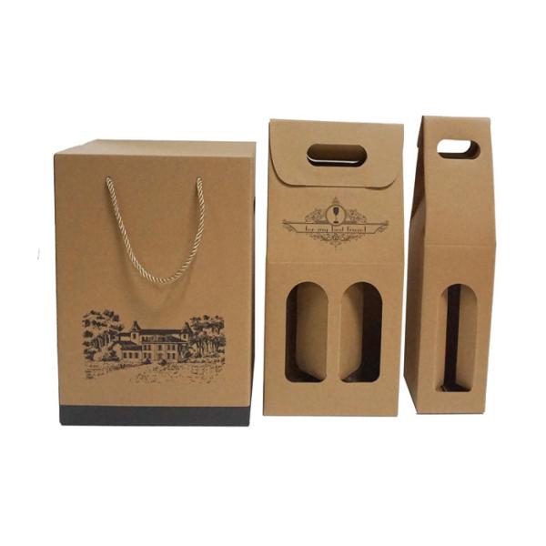 Quality Coloful Wine Gift Box Packaging / Two Window Custom Wine Bottle Boxes for sale