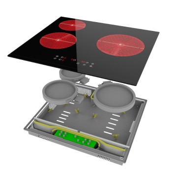Quality Flat Touch Control Electric Hob , Ceramic 3 Zone Hob Countertop for sale