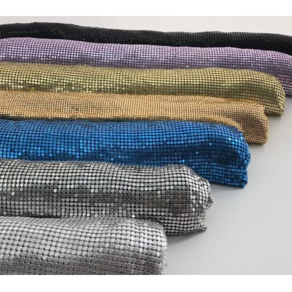 Quality Decoration Metal Sequin Fabric 200gsm With Moderate Flexibility for sale