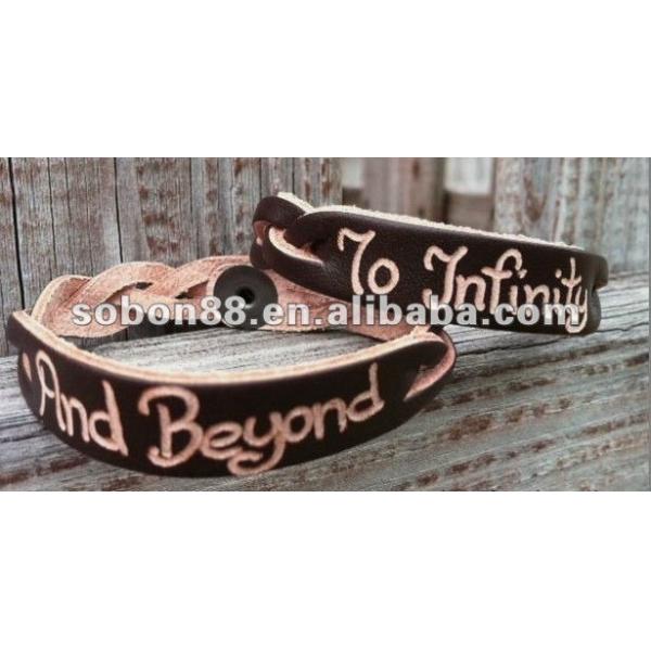 Quality Hot Sale adjustable personalized fashion custom leather bracelets for sale