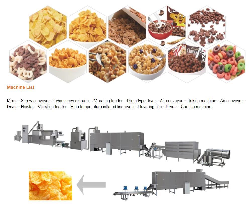 Quality Breakfast Cereal Bar / Corn Flakes Processing Line SS304 with CE Standard for sale