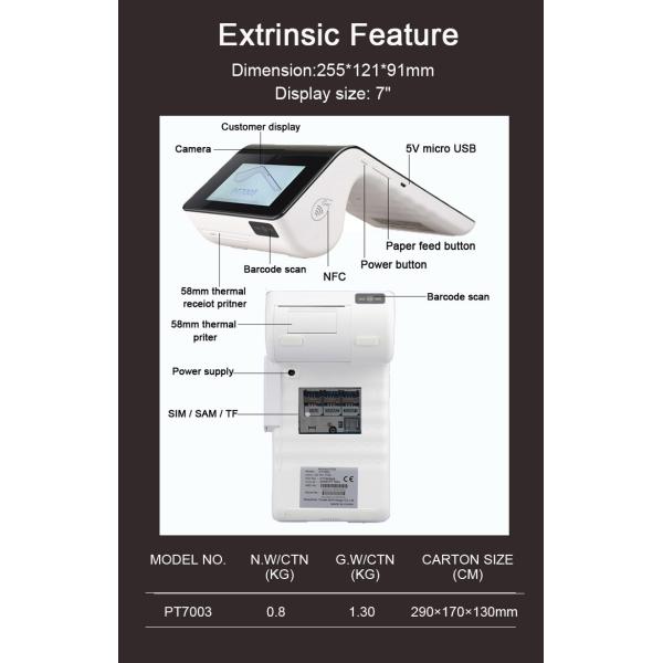 Quality Portable Android 9.0 Smartphone POS System Machine Dual Screen for sale