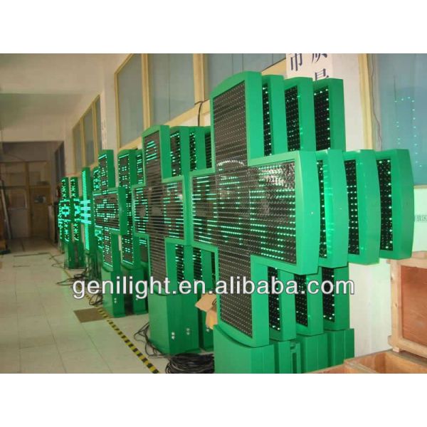 Quality P16 P20 Pixels 3D LED Pharmacy Cross Display Sign with RS232 RF Control for sale