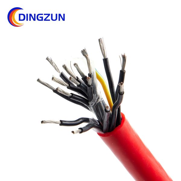 Quality Multi 16 Cores Shielded Sensor Cable Silicone Rubber Insulated Sheathed Red HT for sale