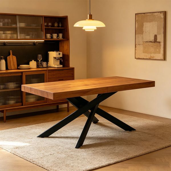 Quality Cheap Modern Rectangle Folding Dining Table Metal Base Dining Room Furniture Simple Foldable Wooden Top Extendable Dining Table for sale