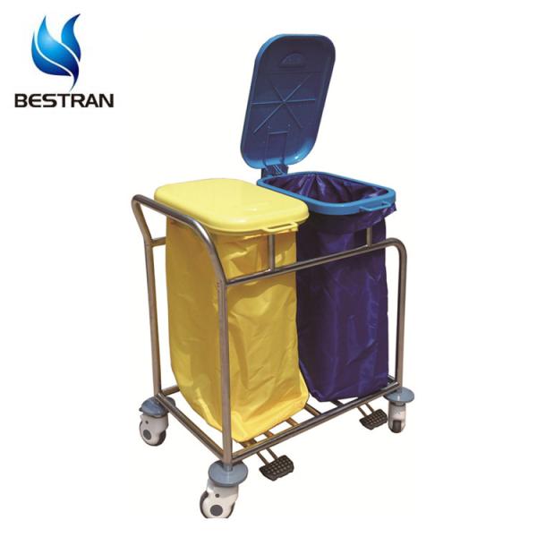 Quality Stainless Steel Hospital Medical Linen Hamper Waterproof And Washable Bags Two Bins for sale