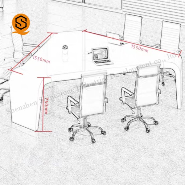 Quality Triangle Shape Solid Surface Conference Table Fire Resistant for sale