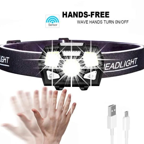 Quality Rechargeable Waterproof LED Headlamp with 6 Modes for Camping Hiking and Running for sale