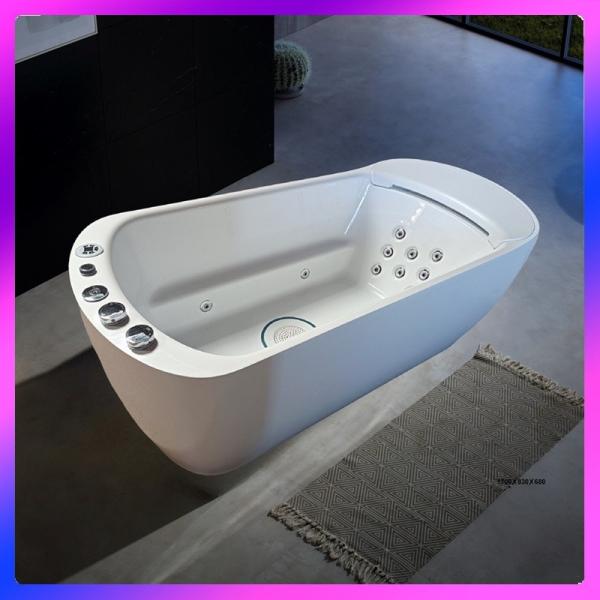 Quality single 1700mm solo Bathtub L-8401 With LED wide neck waterfall for sale