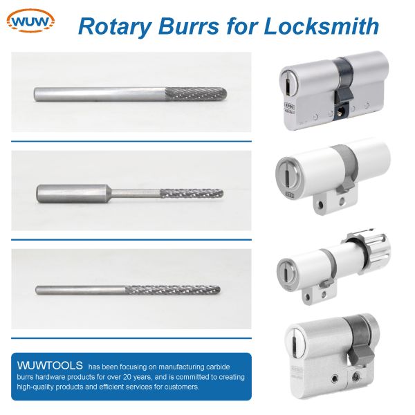 Quality Solid Carbide Rotary Burrs for Lock Opening with Customizable Sizes and TiN for sale
