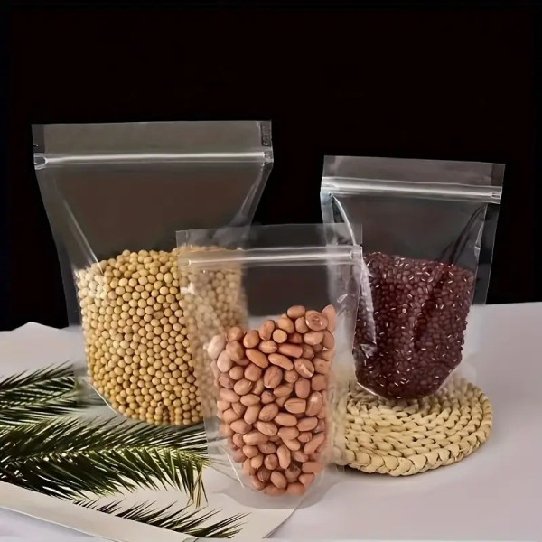 Quality 2025 New Arrival Transparent Flat Bottom Zipper Top Plastic Packaging Bag Clear Food Healthy Bags for sale