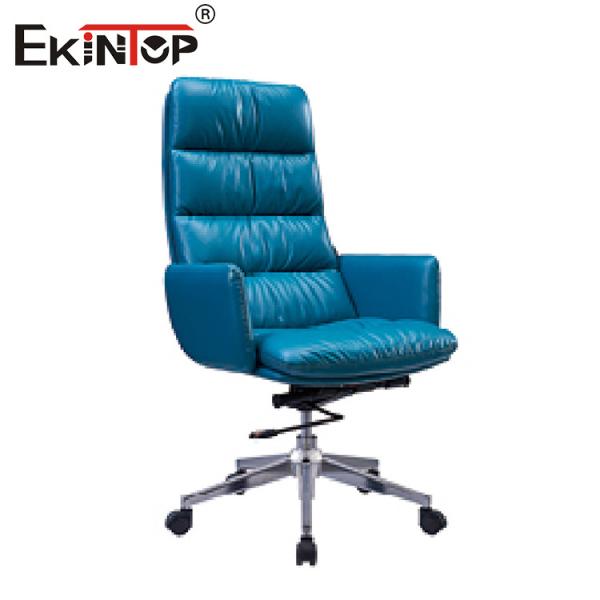 Quality Ergonomic Blue Leather Executive Office Chair Height Adjuster for sale