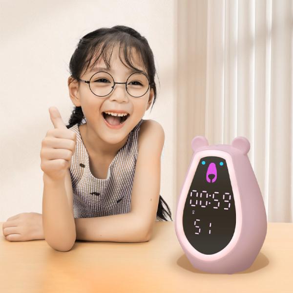 Quality Cute Cartoon Bear Smart Clock Lamp Mute Bedside USB Night Light With For for sale