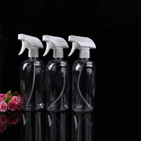 Quality kitchen toilet bottle plastic cleaner 500ml round PET bottle with trigger spray for sale