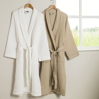 Quality Luxury White Terry Cloth Robe Jacquard Weave With Long Sleeve for sale