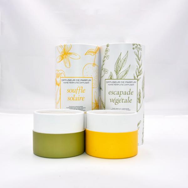 Quality Custom Printed Perfume Cylinder Tube Box Aromatherapy With Paper Insert for sale