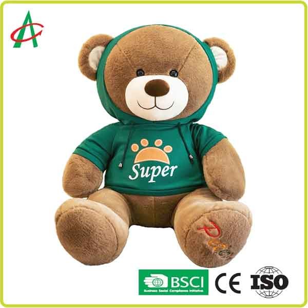 Quality CE 30cm Plush Teddy Bear Reinforced Stitching With Hoodie for sale