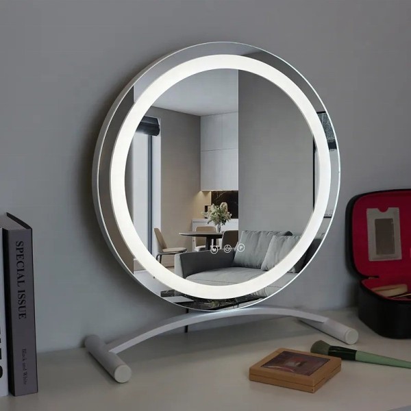 Quality 3000K - 6000K LED Makeup Mirror Round Touch Screen Light Up Mirror for sale