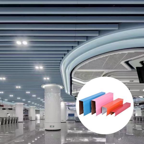 Quality 3D Hanging Aluminium False Ceiling Suspended Strip Aluminum Baffle Ceiling for sale