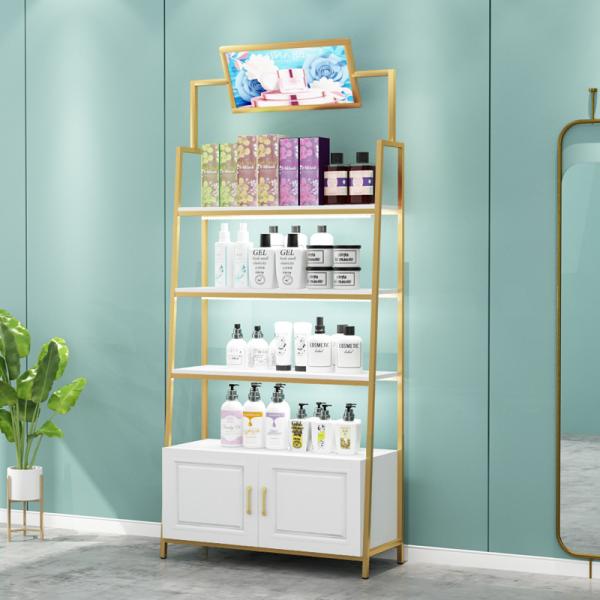 Quality Medical Cosmetic Display Rack Stand Display Wall Cabinet Gold for sale
