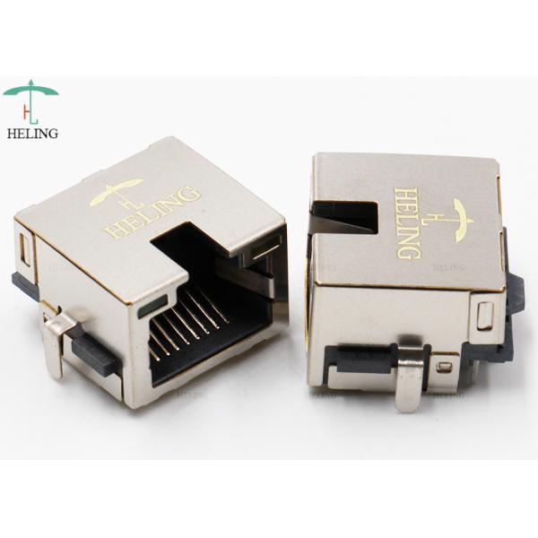 Quality 8P8C Brass Shielded PCB RJ45 Jack , Brass Shielded PCB Mount RJ45 Connector for sale