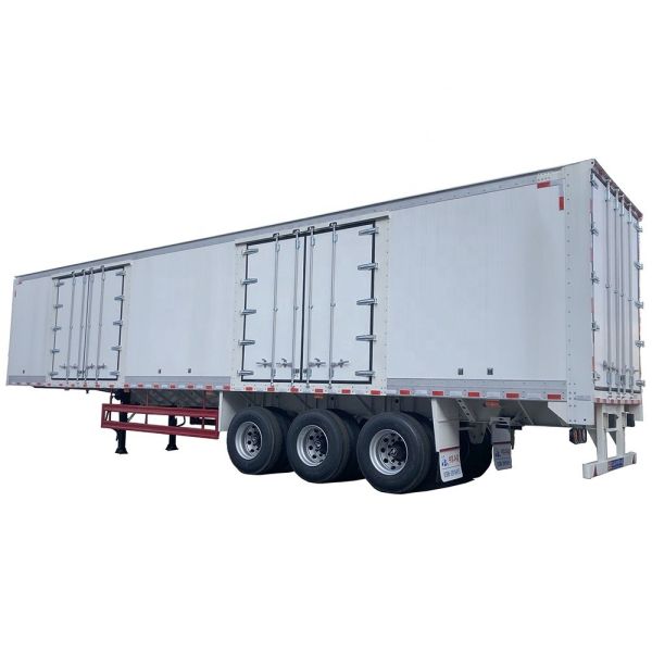 Quality Design CIMC HUAJUN 3 Axles Aluminium Alloy Cargo Box Semi Trailer for 50 Ton Capacity for sale