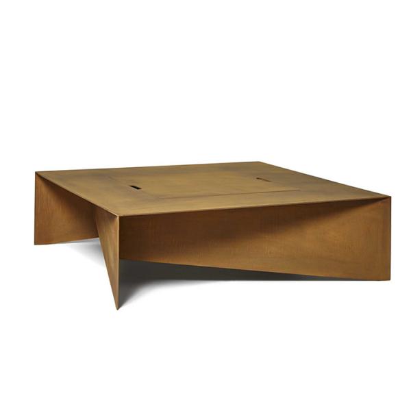 Quality Modern Rusty Rectangular Fold Corten Steel Gas Fire Pit Table for sale